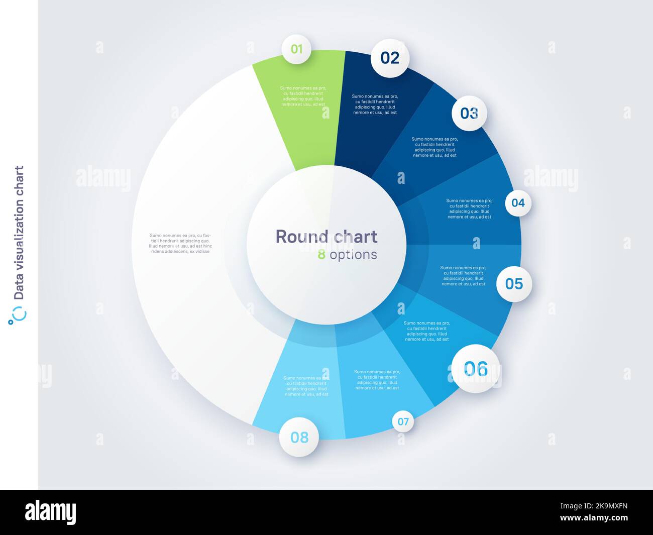 Vector round circle infographic chart template divided by eight parts Stock Vector Image & Art ...