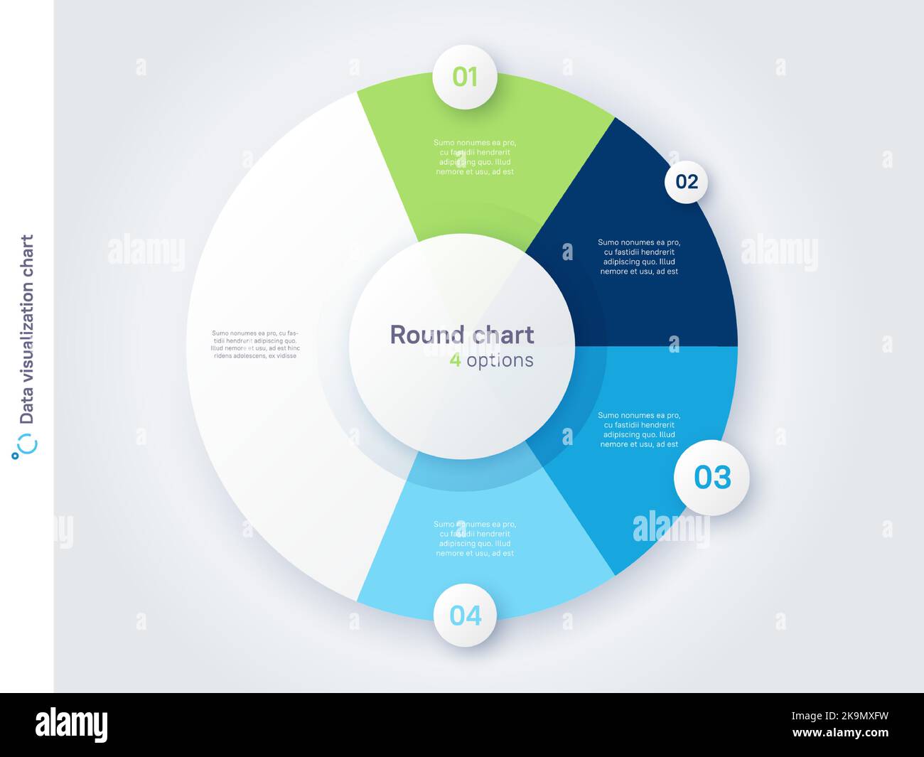 Vector round circle infographic chart template divided by four parts ...