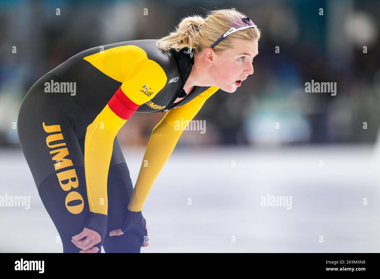 HEERENVEEN, NETHERLANDS - OCTOBER 29: Myrthe de Boer of Development Team Jumbo Visma competing ...