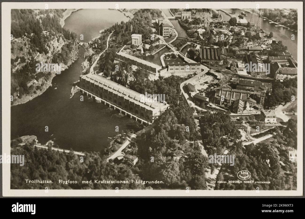 Aerial photo over industrial area with Olidan power plant, Trollhättan ...