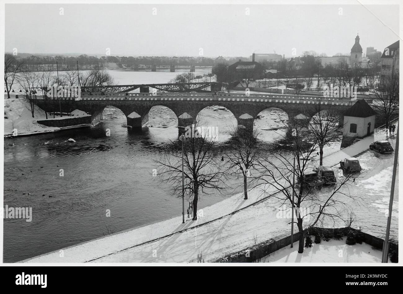 Three bridges over Ätran in Falkenberg. Nearest in the picture Tullbron ...