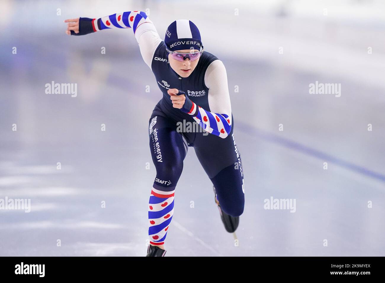 HEERENVEEN, NETHERLANDS - OCTOBER 29: Naomi van der Werf competing on ...