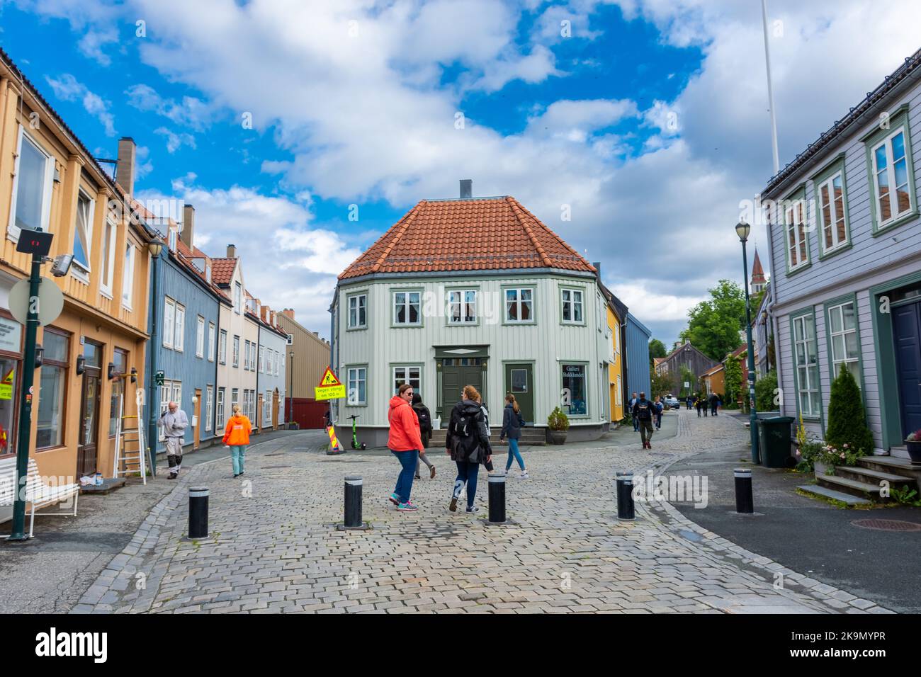 Trondheim, Norway, 11 August 2022: Street in Trondheim city center ...