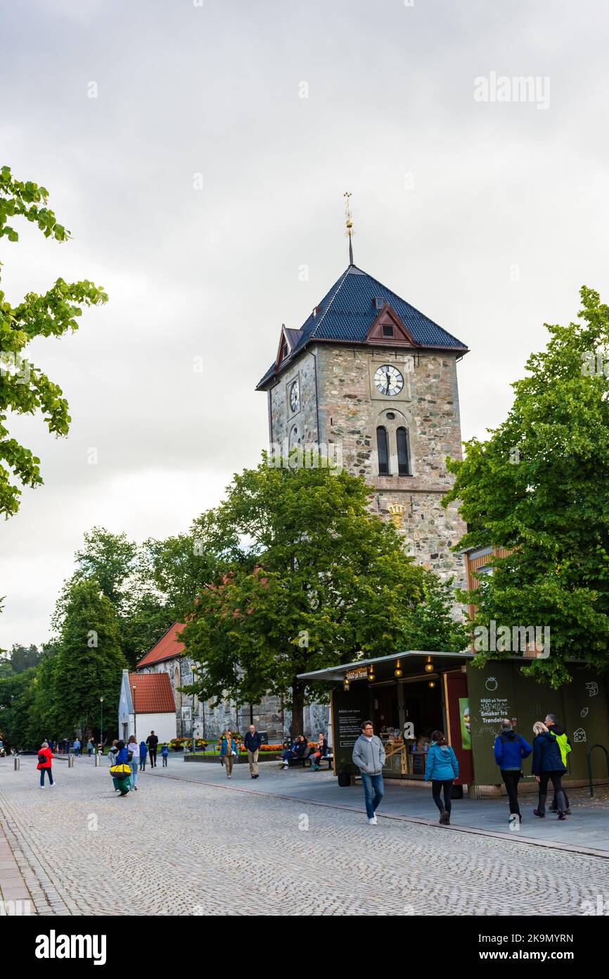 Trondheim, Norway, 11 August 2022: Street in Trondheim city center ...