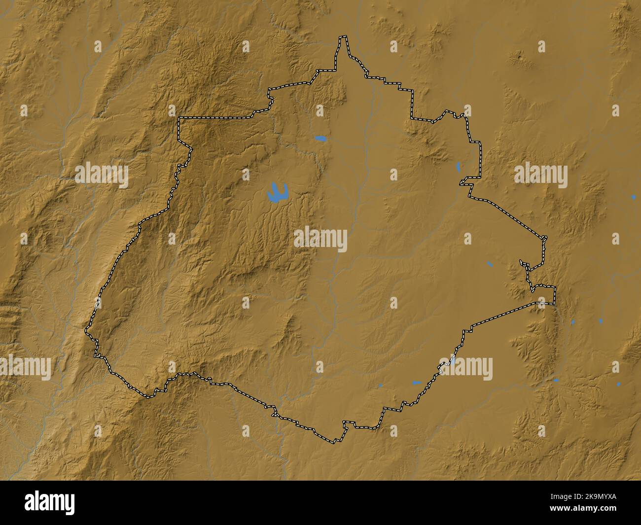Aguascalientes, state of Mexico. Colored elevation map with lakes and ...