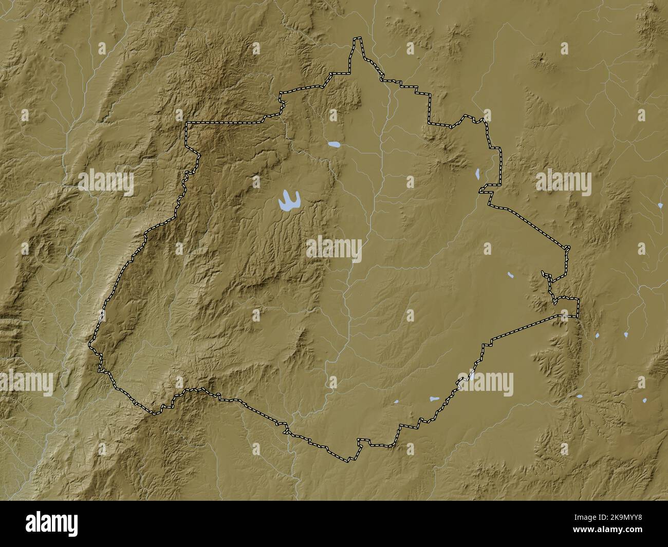 Aguascalientes, state of Mexico. Elevation map colored in wiki style ...