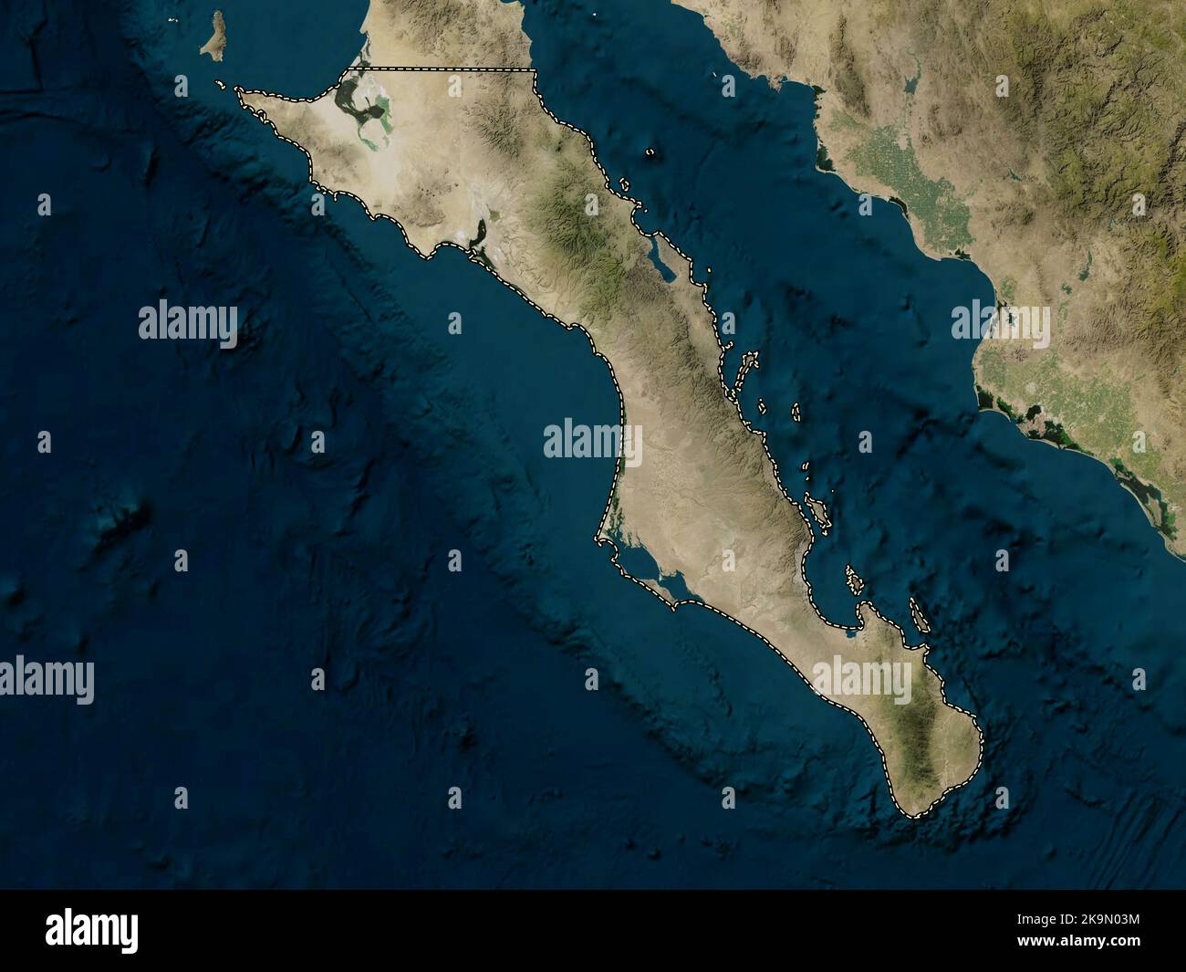 Baja California Sur, state of Mexico. Low resolution satellite map Stock Photo - Alamy