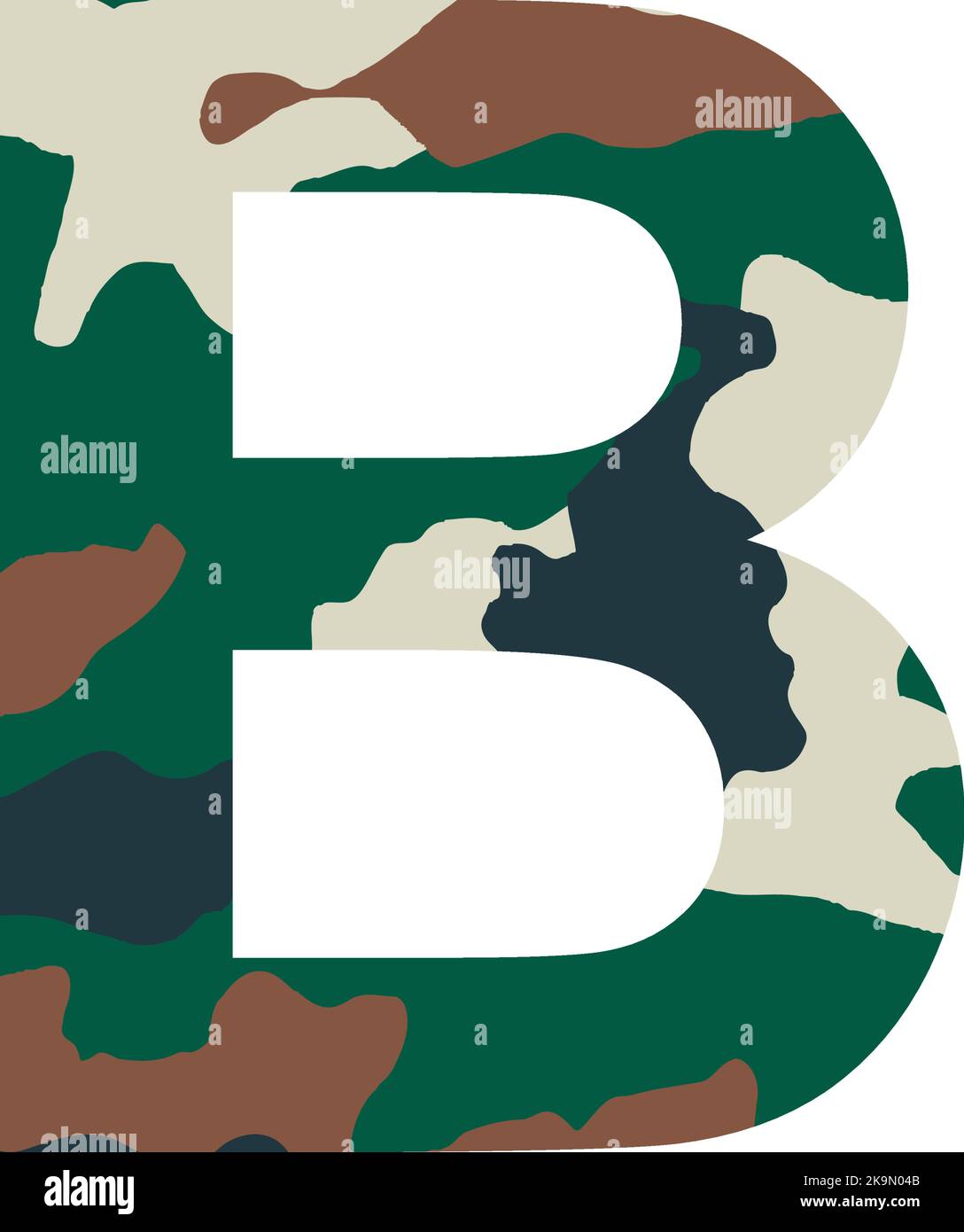 English alphabet letter B, khaki style isolated on white background ...
