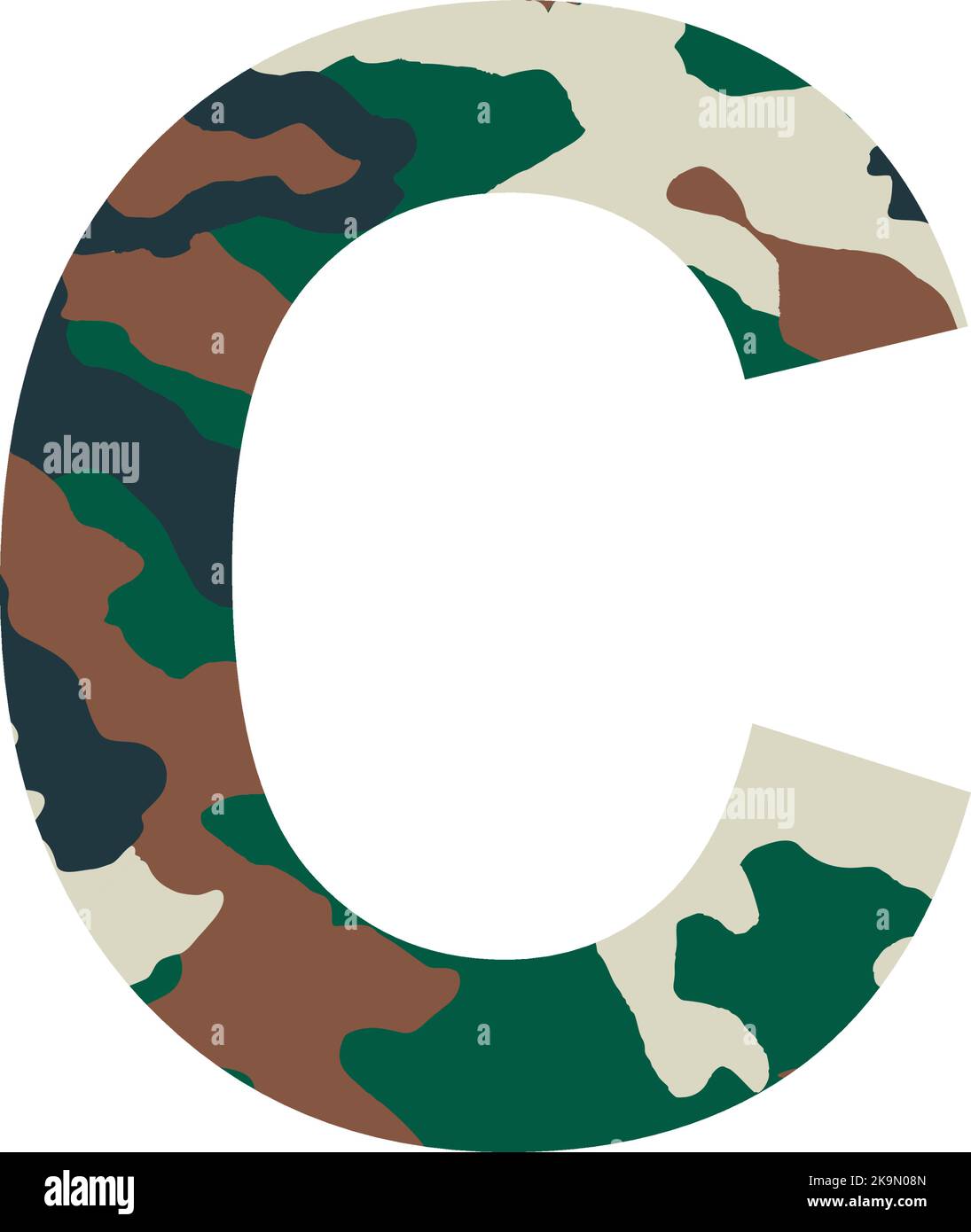 English alphabet letter C, khaki style isolated on white background ...