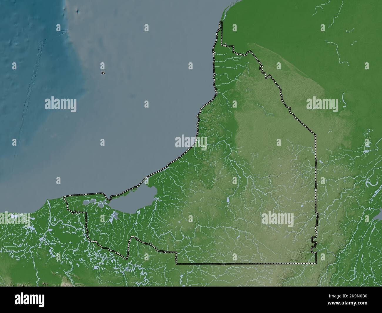 Campeche, state of Mexico. Elevation map colored in wiki style with ...