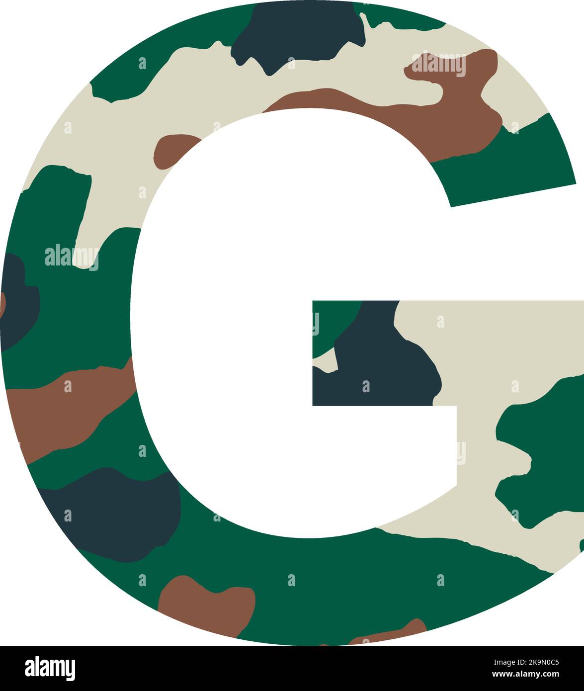 English alphabet letter G, khaki style isolated on white background ...