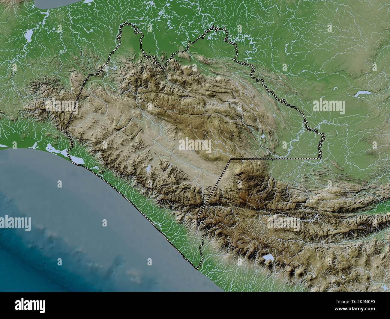 Chiapas, state of Mexico. Elevation map colored in wiki style with ...