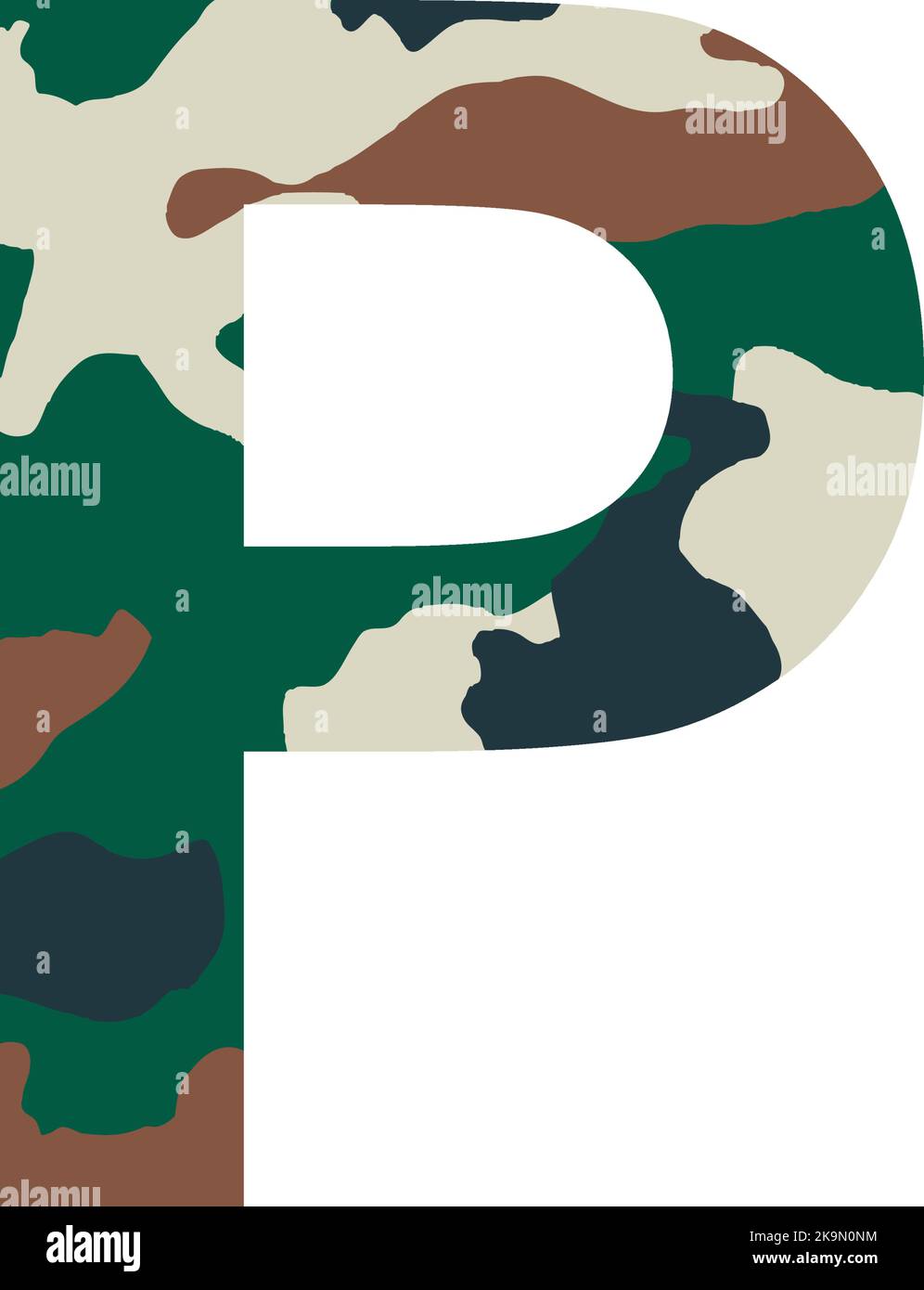 English alphabet letter P, khaki style isolated on white background ...