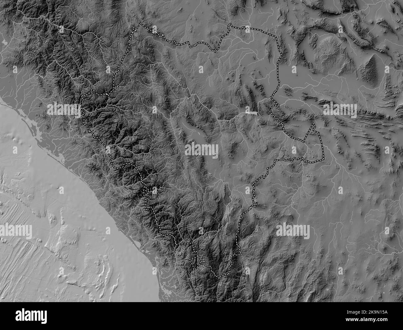 Durango, state of Mexico. Bilevel elevation map with lakes and rivers ...