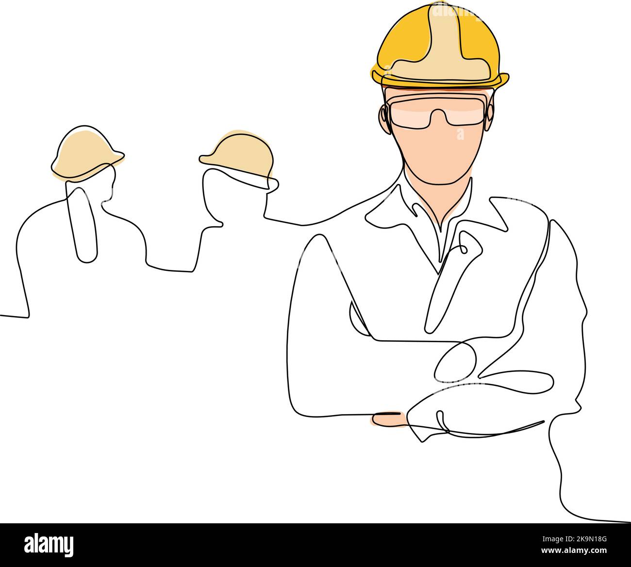 construction manager and engineer working on building site. Vector ...