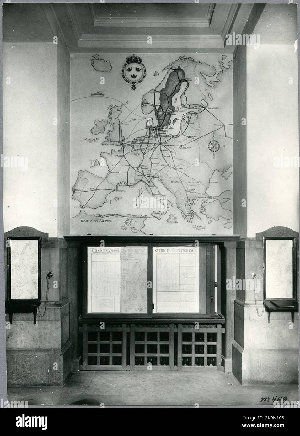 Map and timetables in the waiting room at Malmö Central Station Stock ...