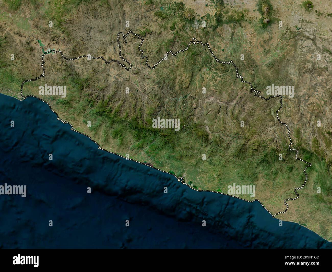Guerrero, state of Mexico. High resolution satellite map Stock Photo ...