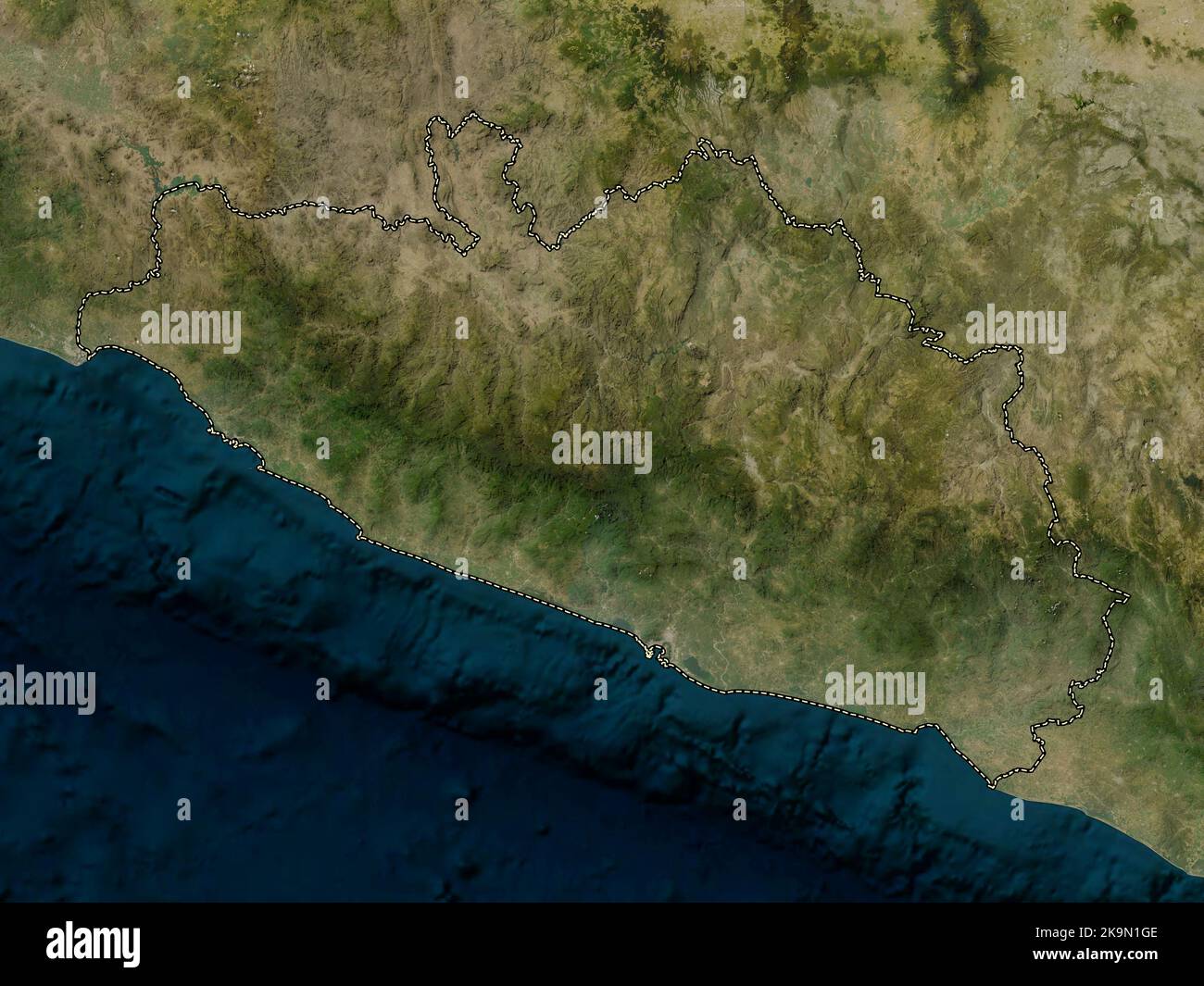 Guerrero, state of Mexico. Low resolution satellite map Stock Photo - Alamy