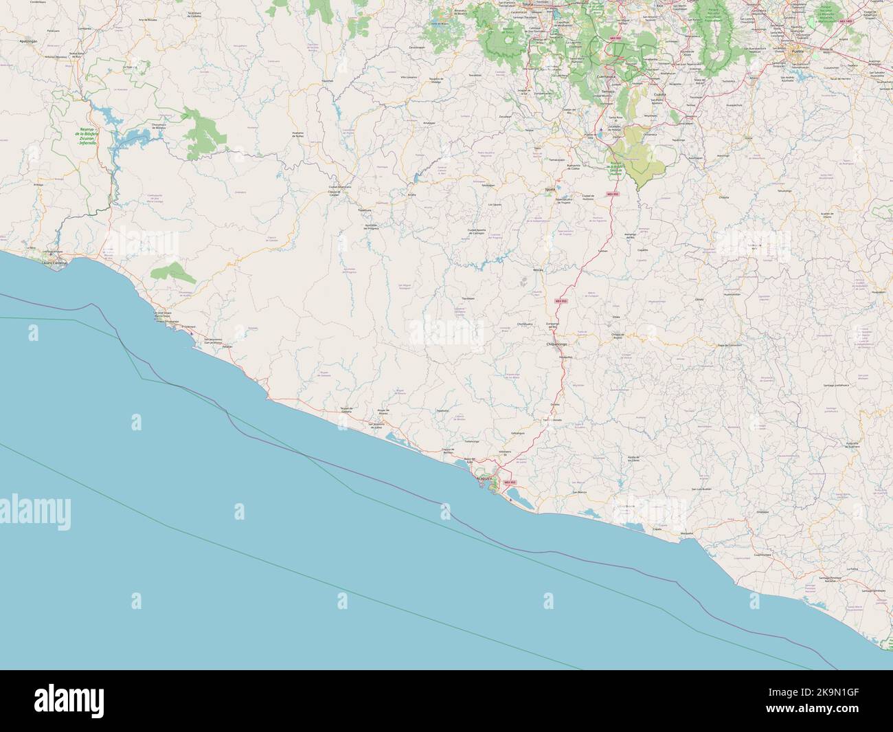 Guerrero, state of Mexico. Open Street Map Stock Photo - Alamy