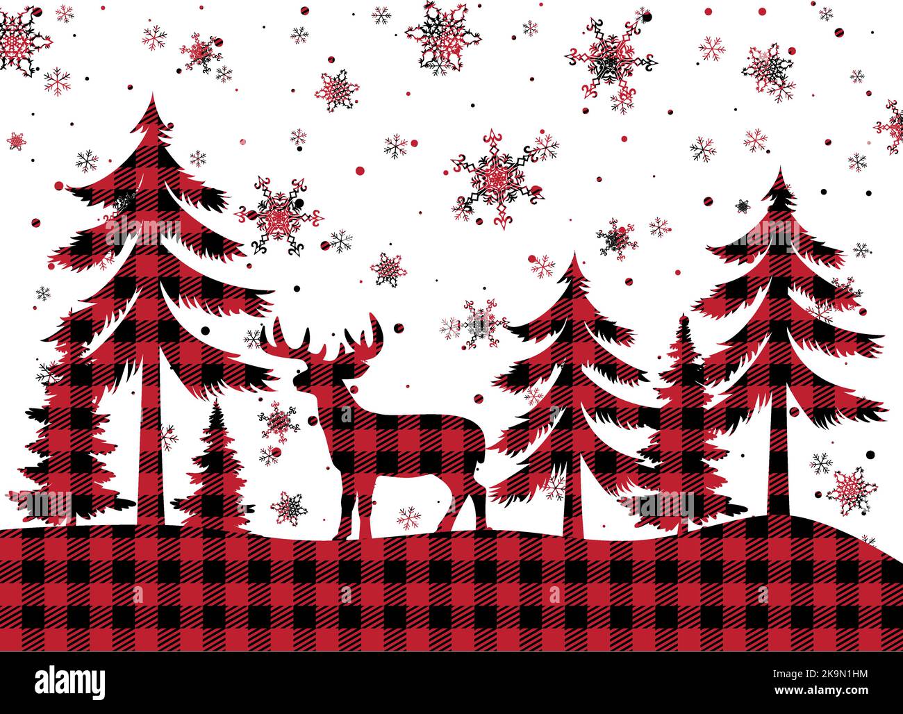 Christmas and New Year pattern at Buffalo Plaid. Festive background for ...