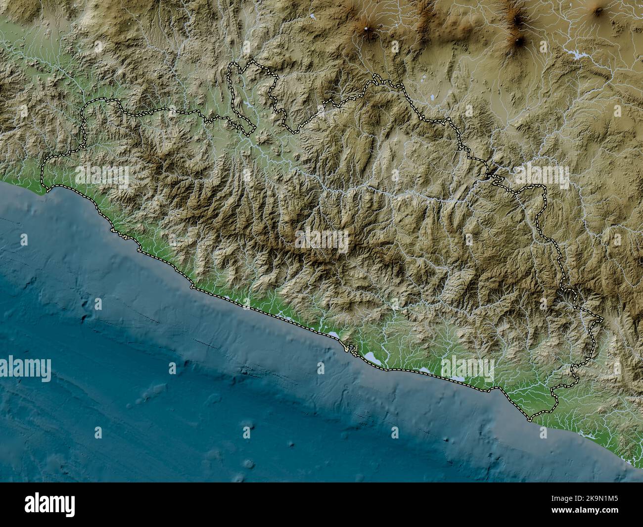 Guerrero, state of Mexico. Elevation map colored in wiki style with ...