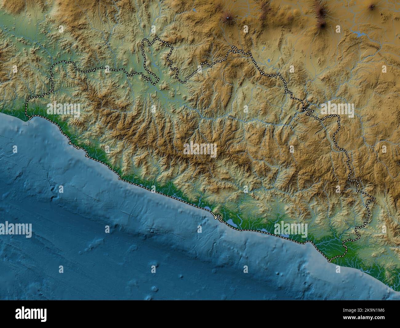 Guerrero, state of Mexico. Colored elevation map with lakes and rivers ...