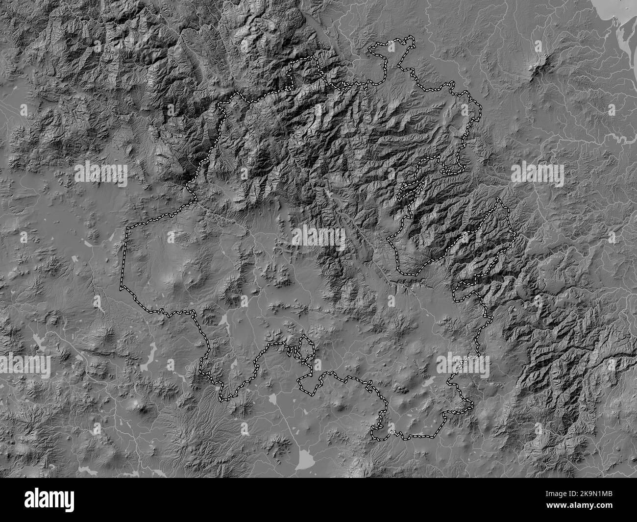 Hidalgo, state of Mexico. Bilevel elevation map with lakes and rivers ...