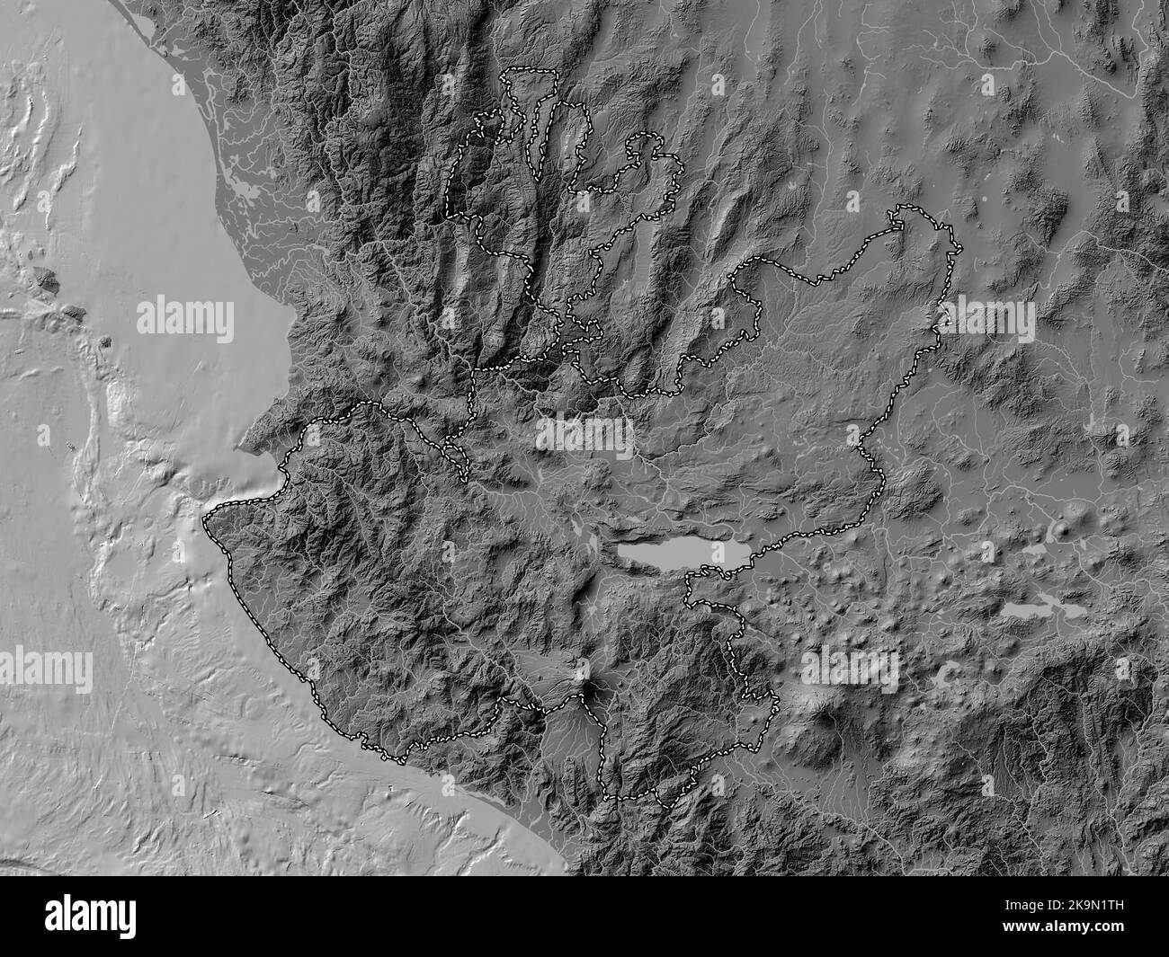 Jalisco, state of Mexico. Bilevel elevation map with lakes and rivers ...