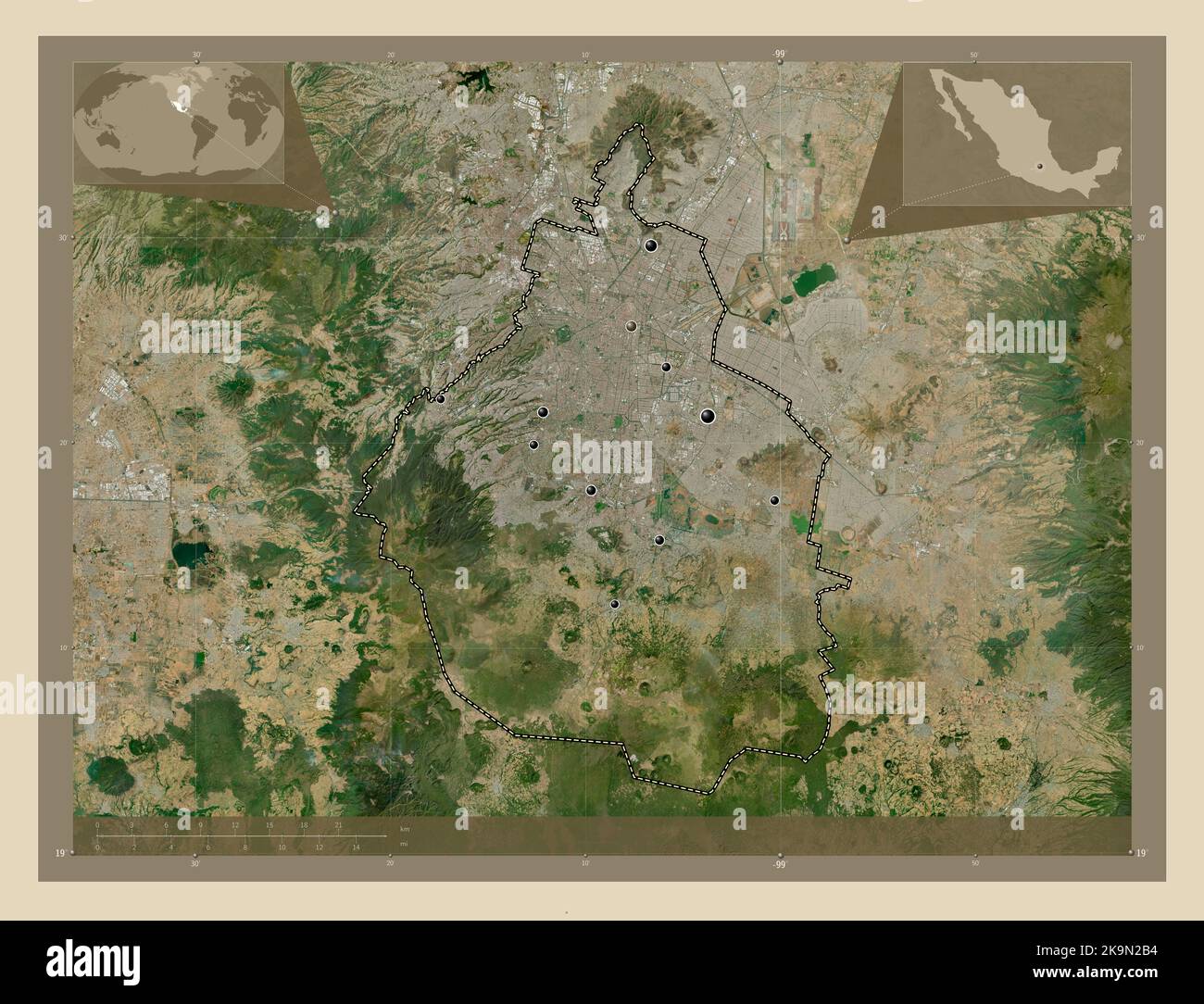Ciudad de Mexico, city of Mexico. High resolution satellite map ...
