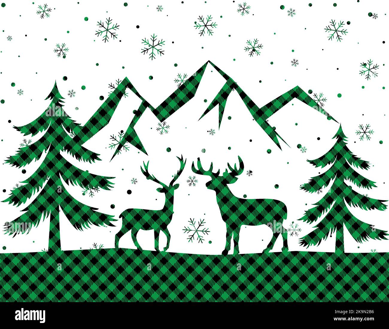 Christmas and New Year pattern at Buffalo Plaid. Festive background for ...