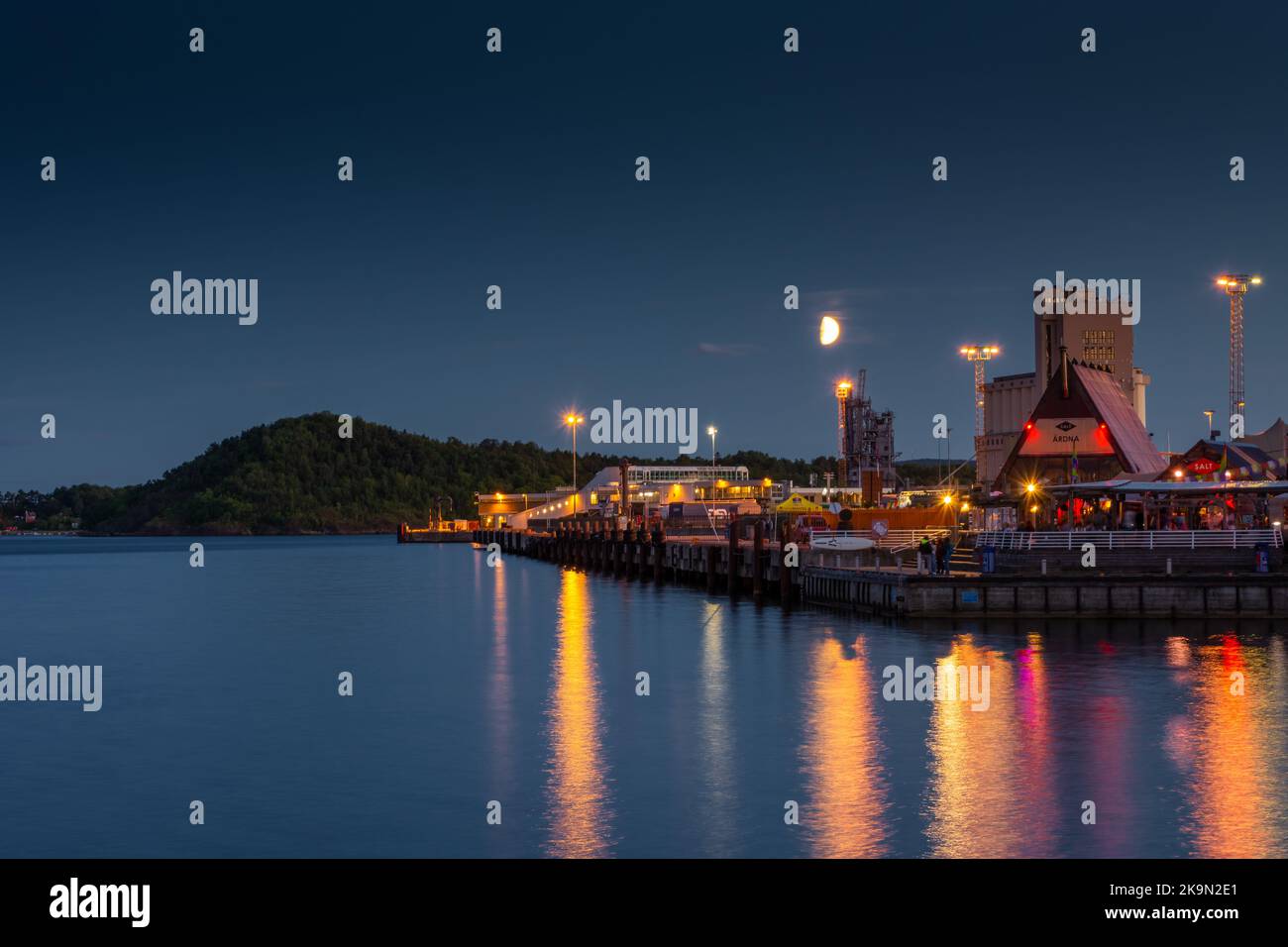 Oslo, Norway, 7 August 2022: Beautiful view of the Oslo Bay at night ...