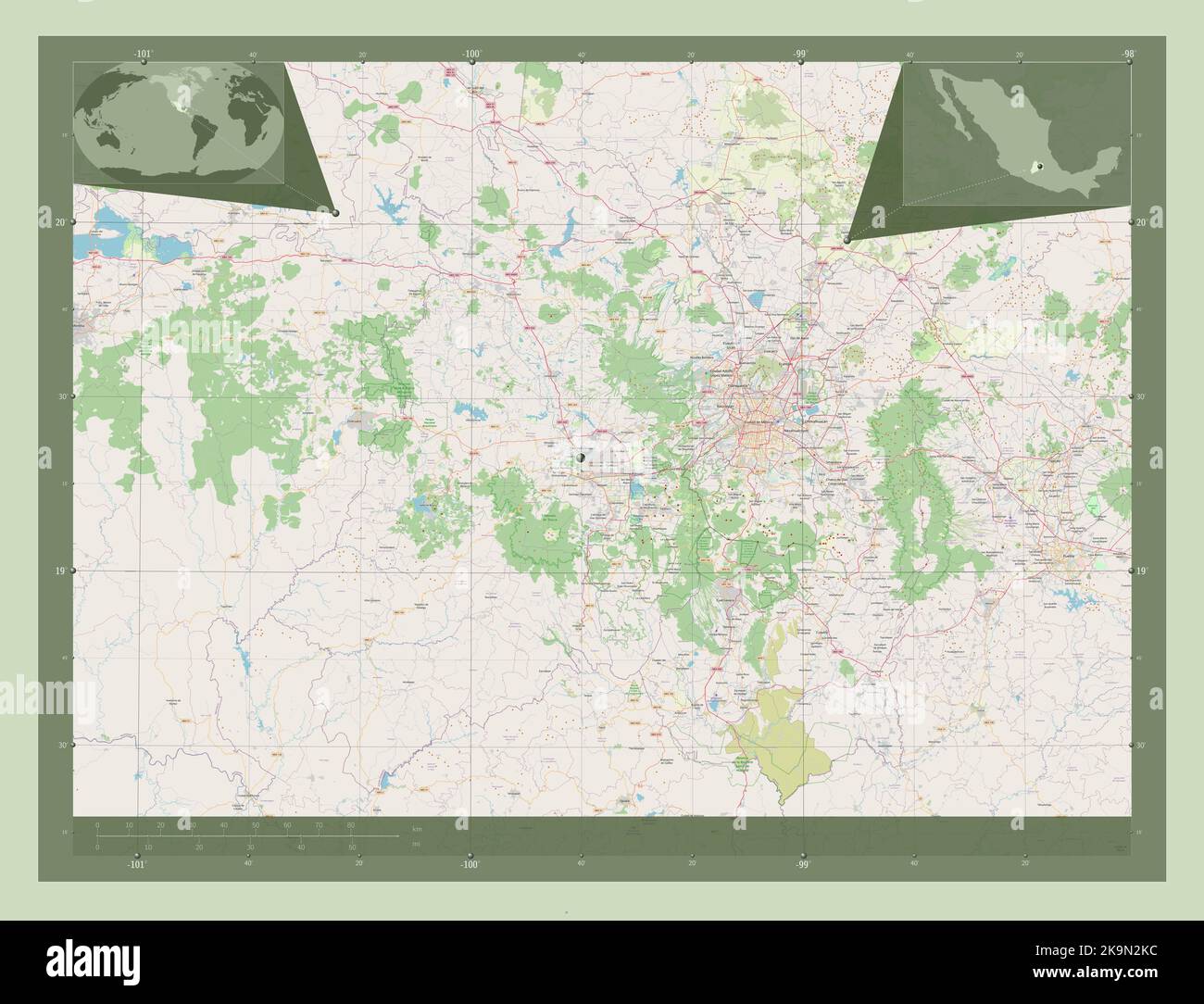 Mexico, state of Mexico. Open Street Map. Corner auxiliary location ...