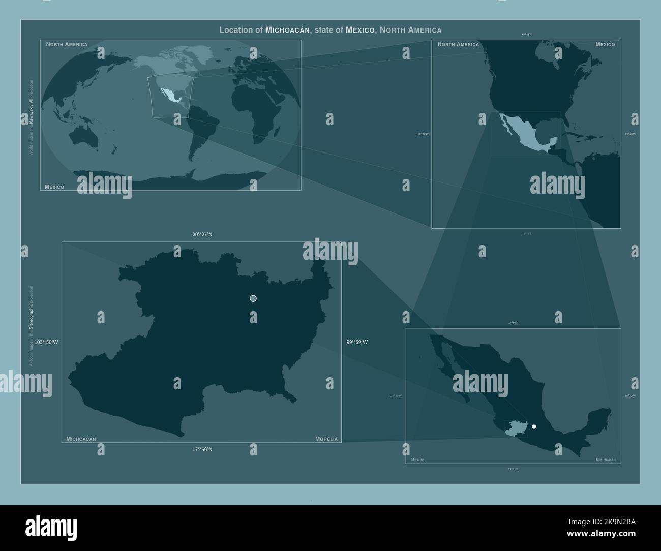 Michoacan, state of Mexico. Diagram showing the location of the region ...