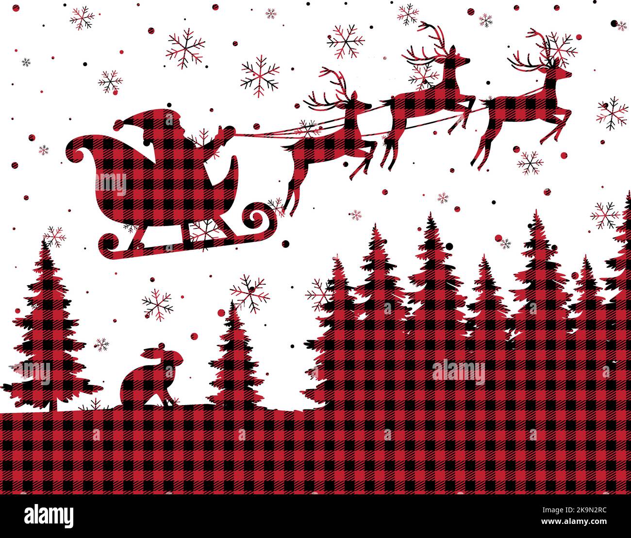 Christmas and New Year pattern at Buffalo Plaid. Festive background for ...