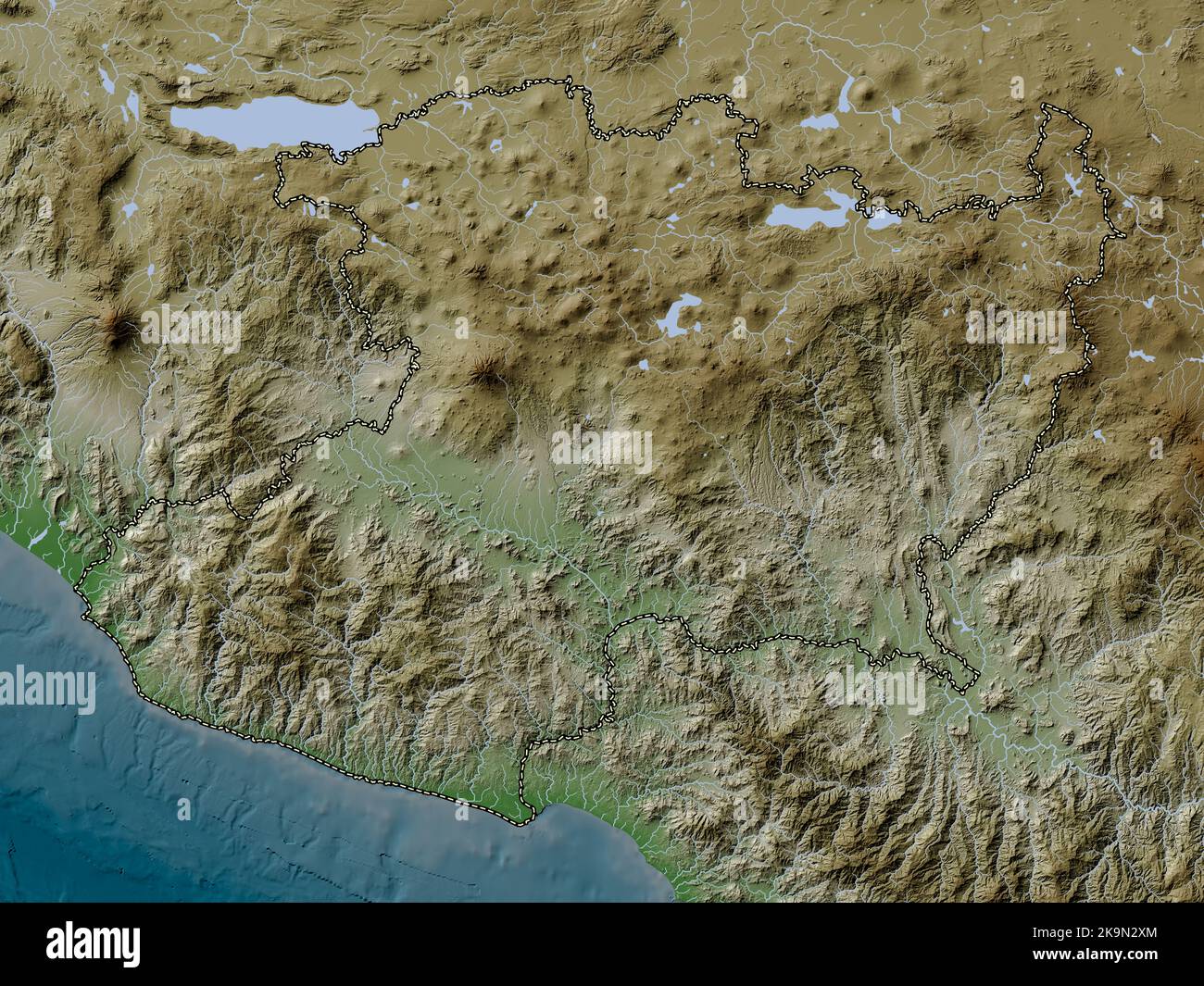Michoacan, state of Mexico. Elevation map colored in wiki style with ...