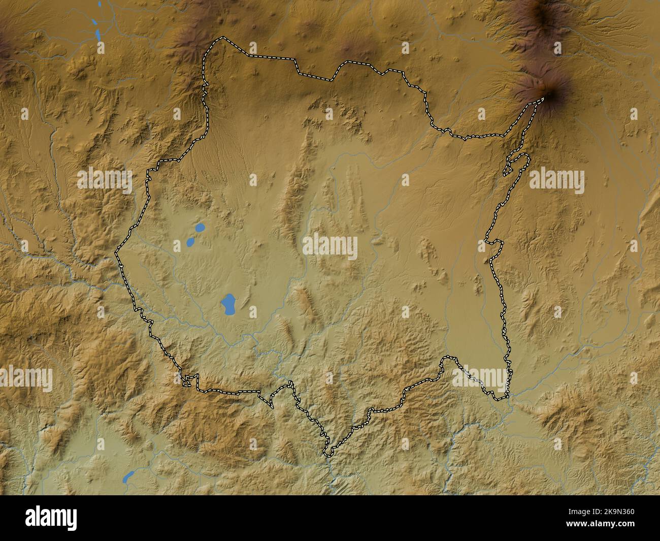 Morelos, state of Mexico. Colored elevation map with lakes and rivers ...