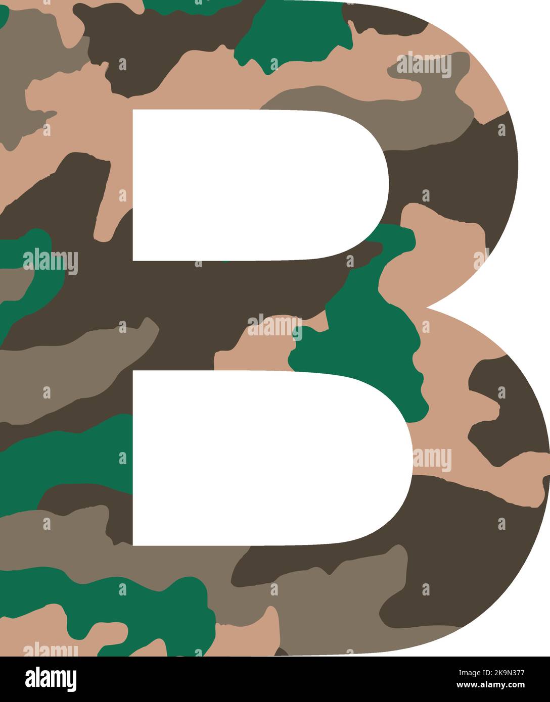 English alphabet letter B, khaki style isolated on white background ...