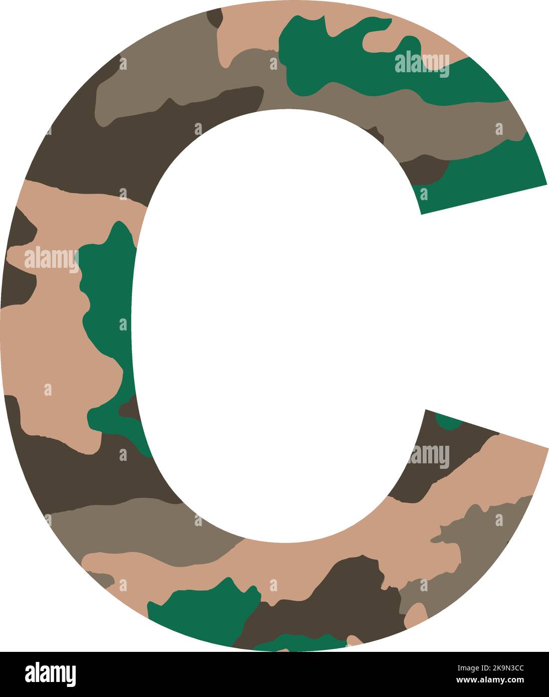 English alphabet letter C, khaki style isolated on white background ...