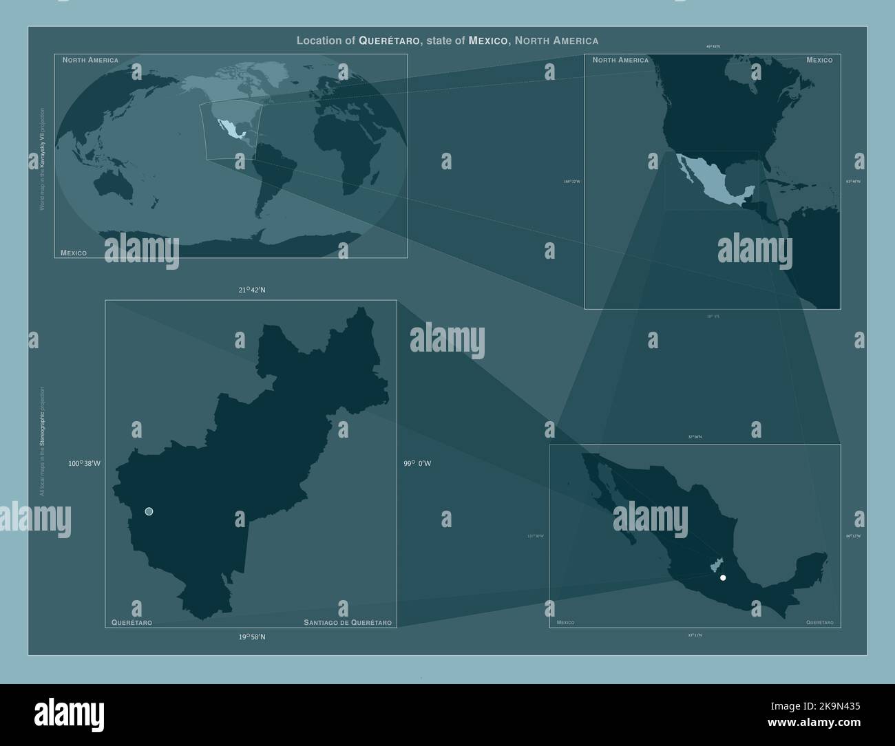 Queretaro, state of Mexico. Diagram showing the location of the region ...
