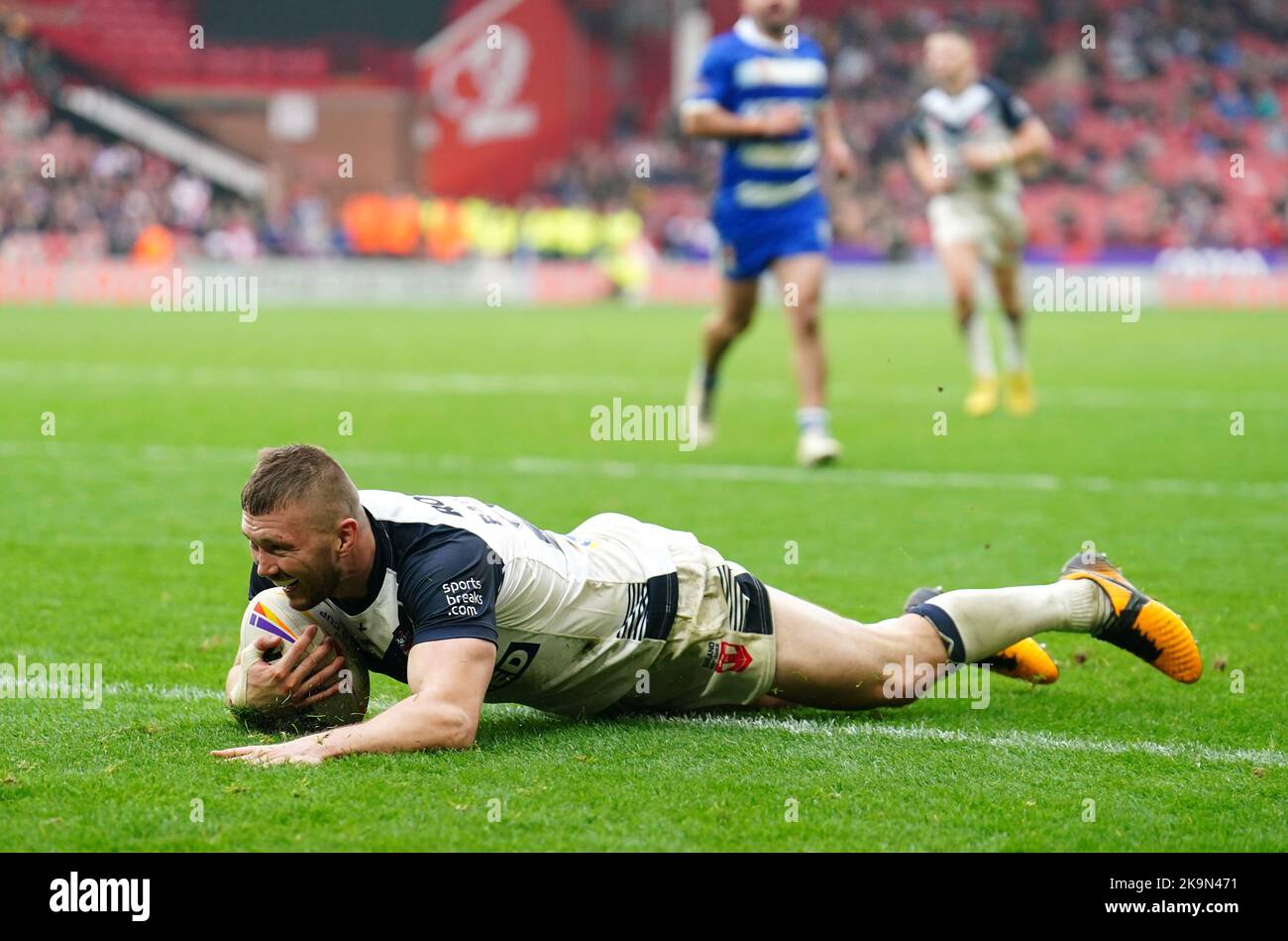 England's Joe Batchelor scores their side's thirteenth try of the game ...