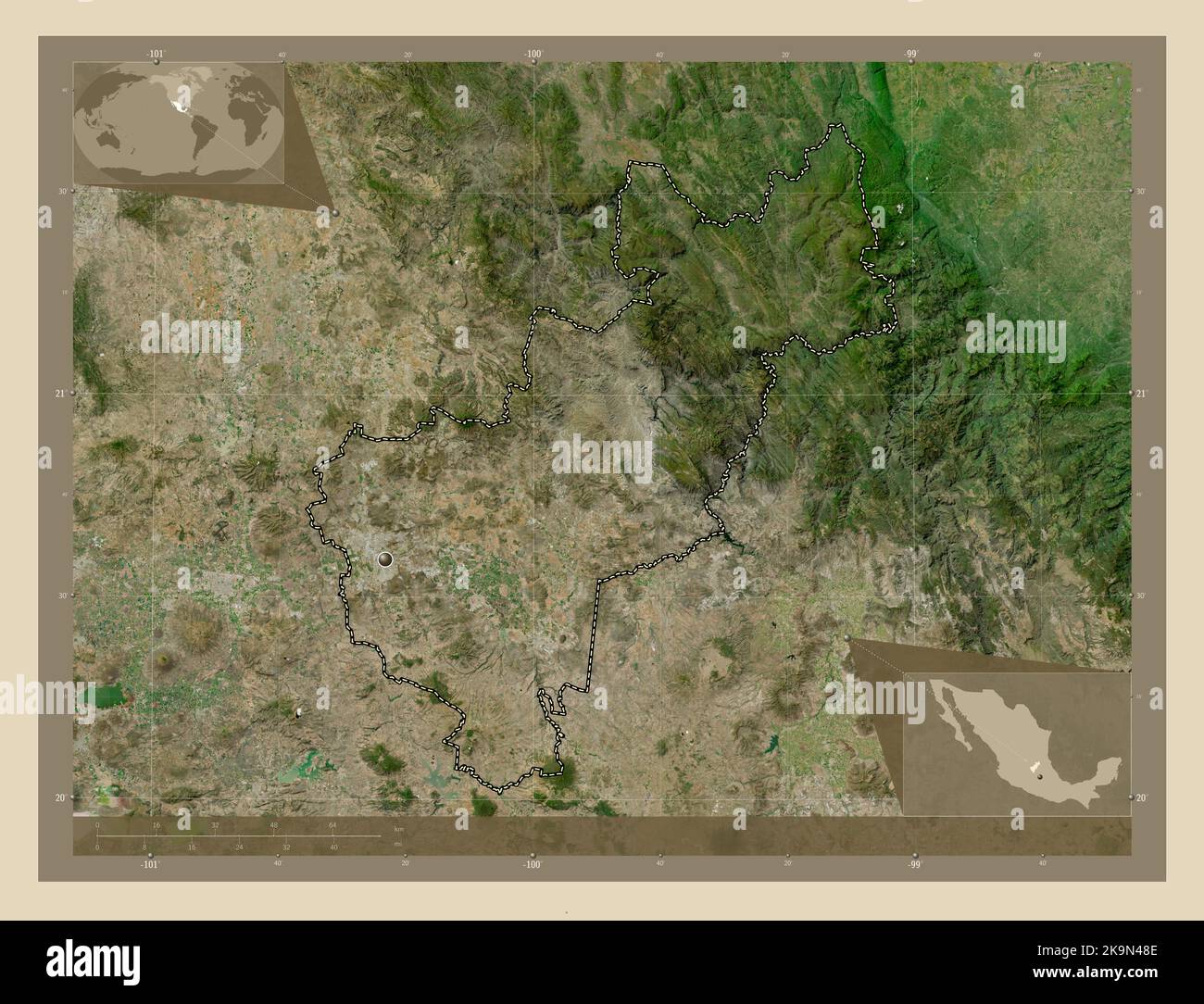 Queretaro, state of Mexico. High resolution satellite map. Corner ...