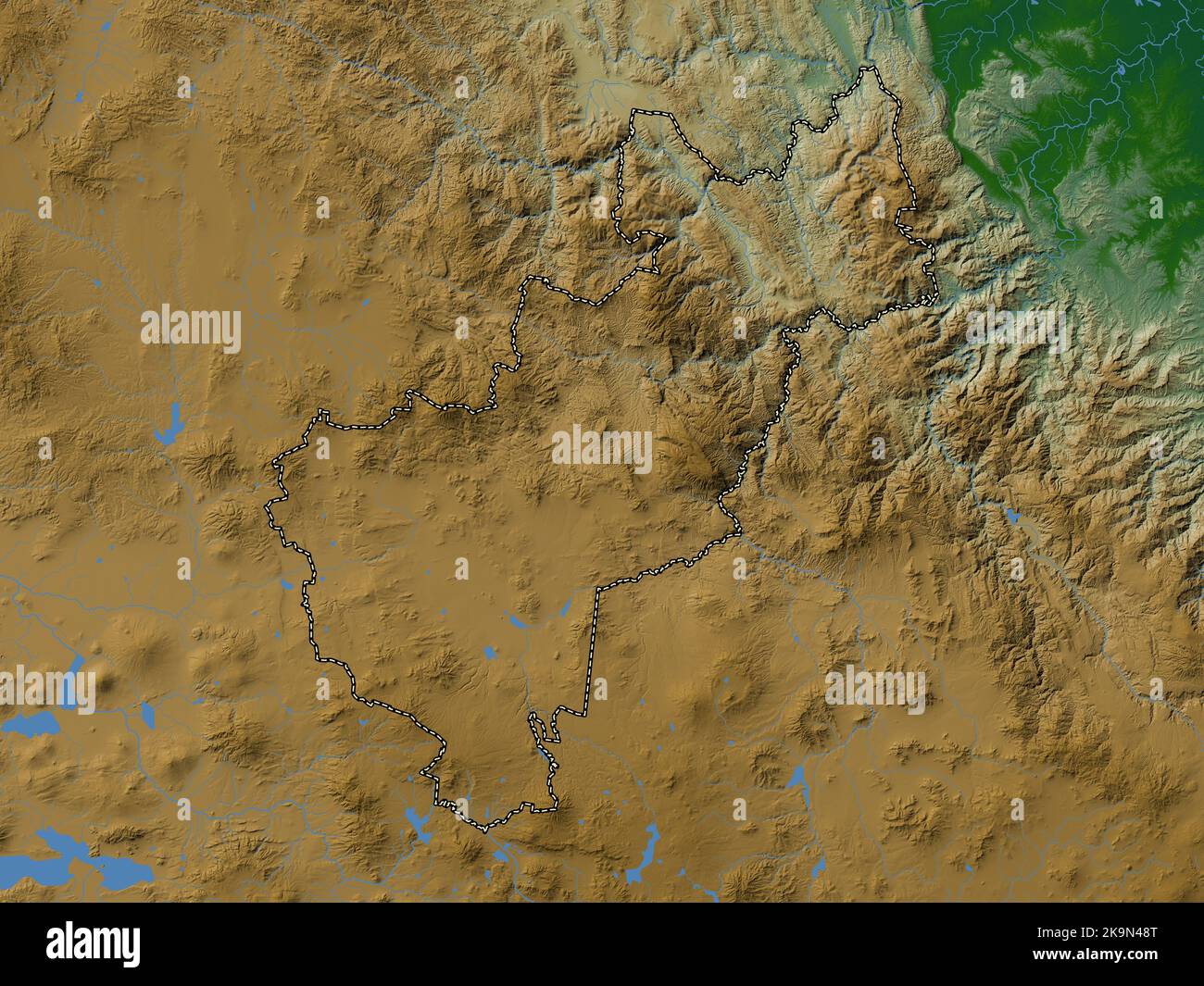 Queretaro, state of Mexico. Colored elevation map with lakes and rivers ...