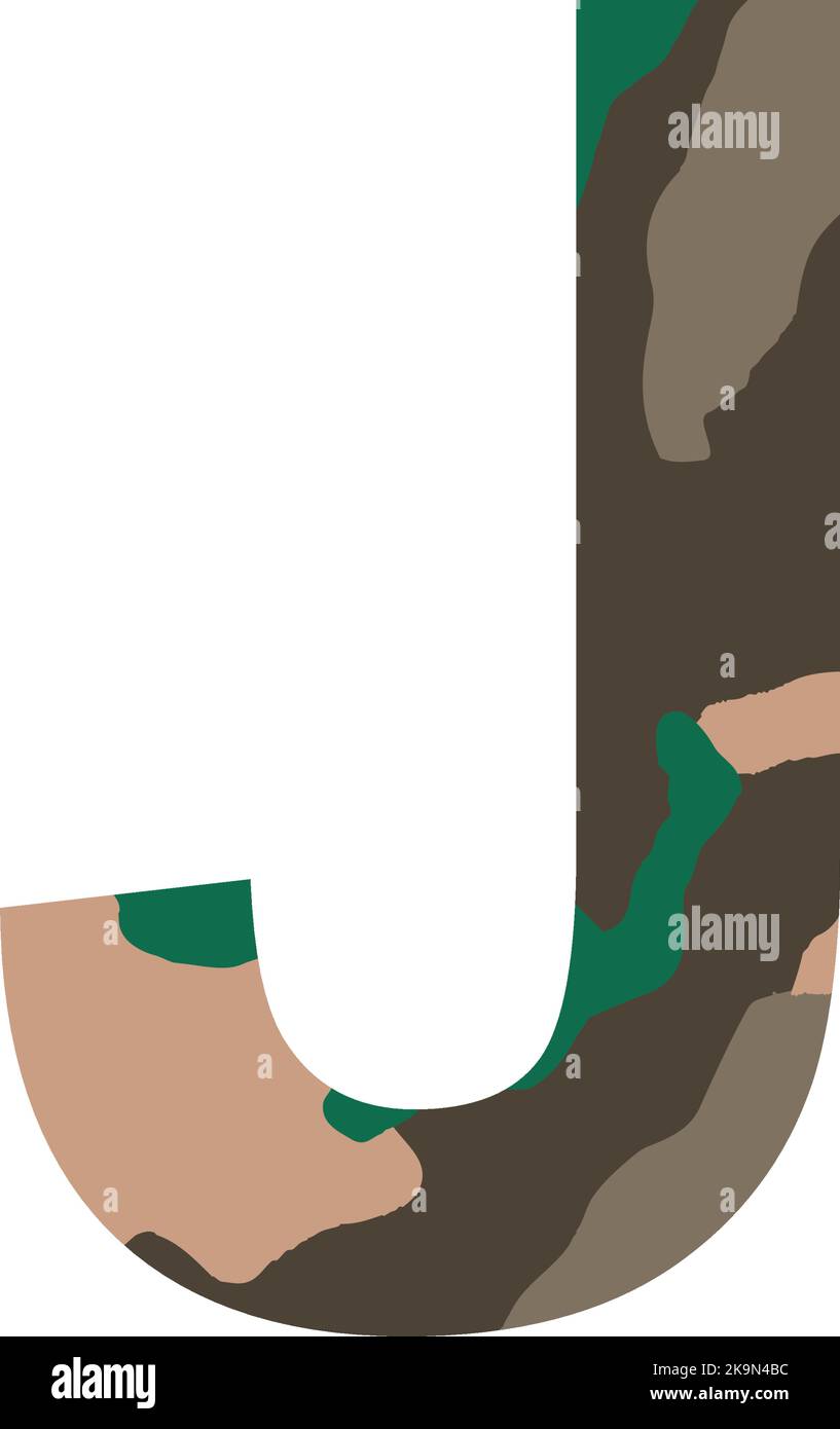 English alphabet letter J, khaki style isolated on white background - Vector illustration Stock ...