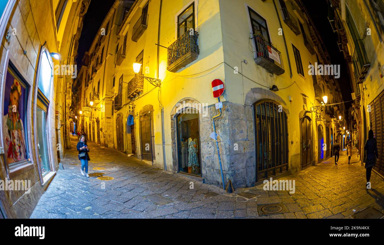 April 15 2022-April 20 2022- Narrow streets at night without people in ...