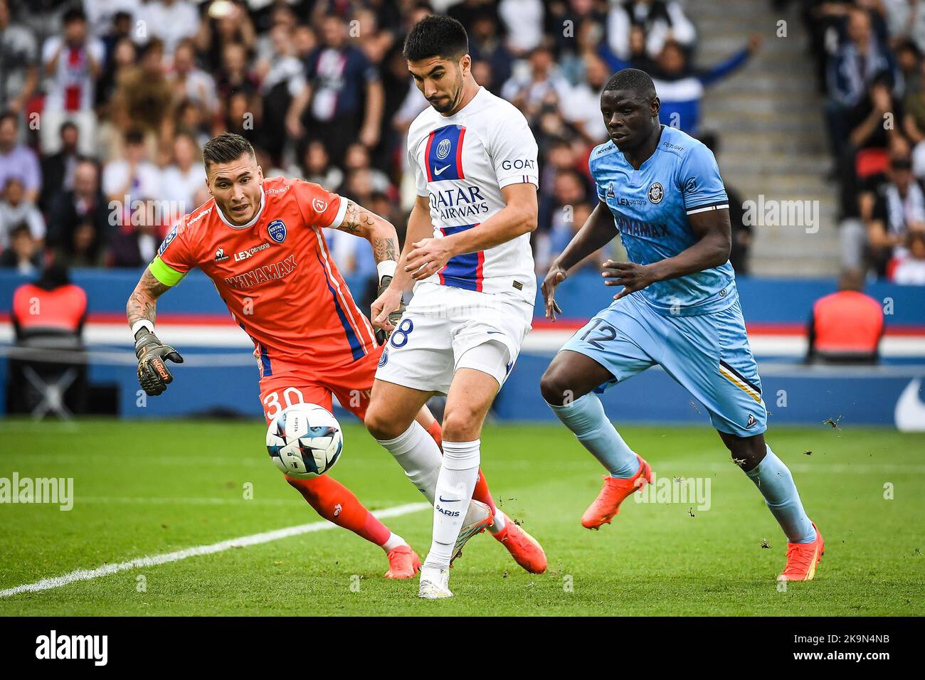 Paris, France. 29th Oct, 2022. Gauthier GALLON of ESTAC Troyes, Carlos ...