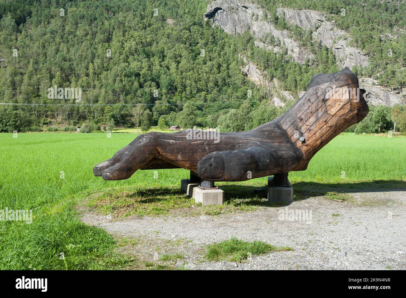 Giant wooden hand in Wittgenstein, Norway Stock Photo - Alamy