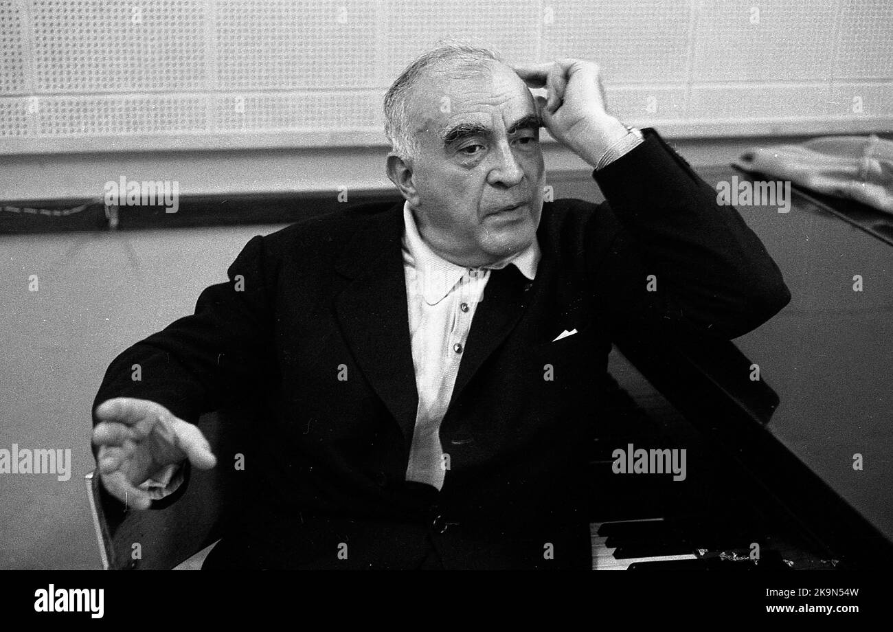 Carlos Chávez, Mexican composer during an interview, before performing ...