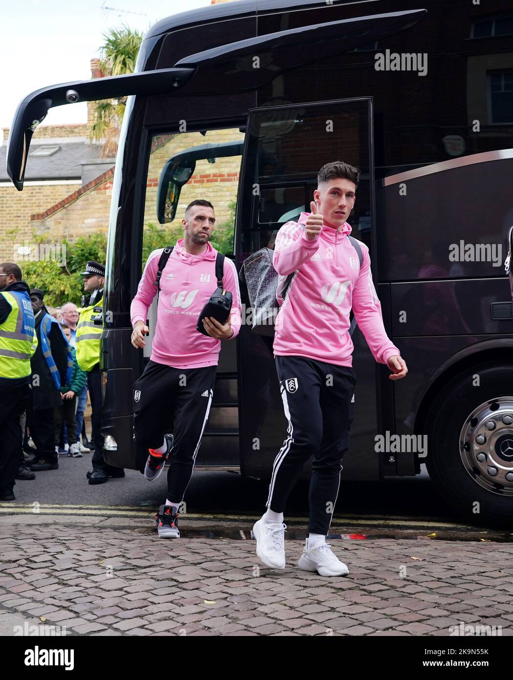 Fulham's Shane Duffy and Harry Wilson arriving ahead of the Premier ...