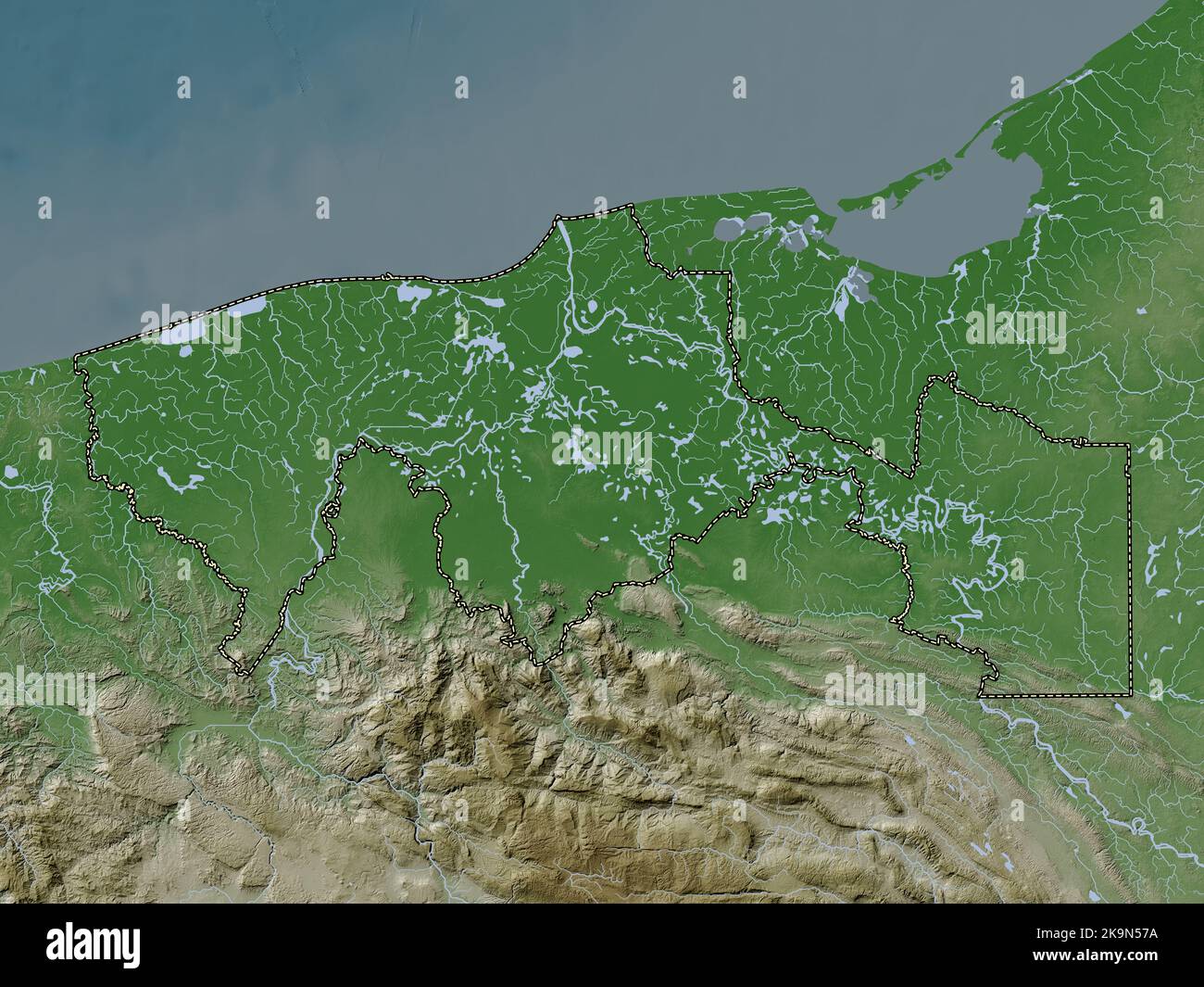 Tabasco, state of Mexico. Elevation map colored in wiki style with ...
