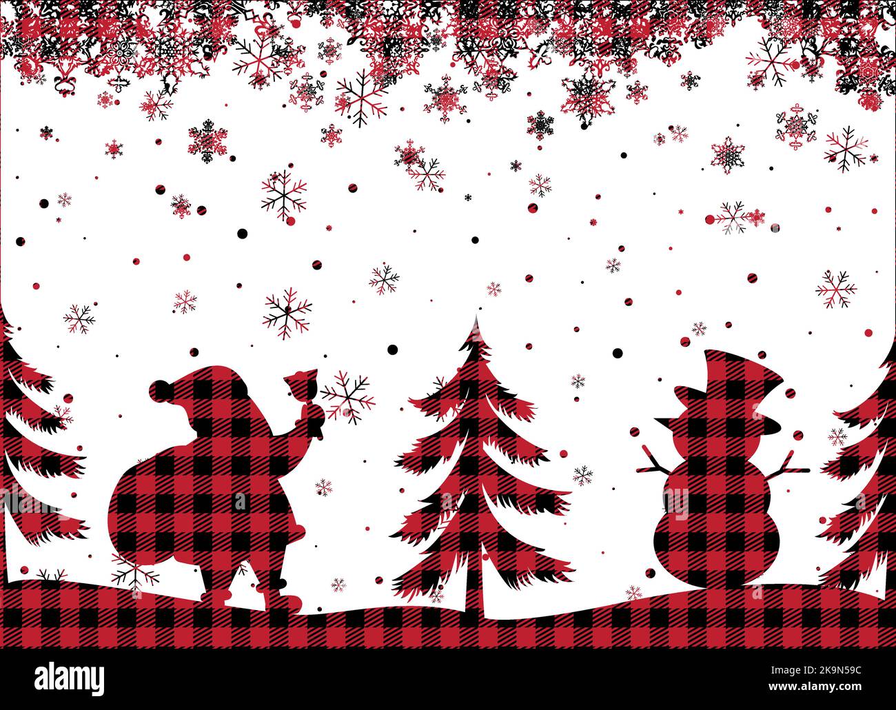 Christmas and New Year pattern at Buffalo Plaid. Festive background for ...